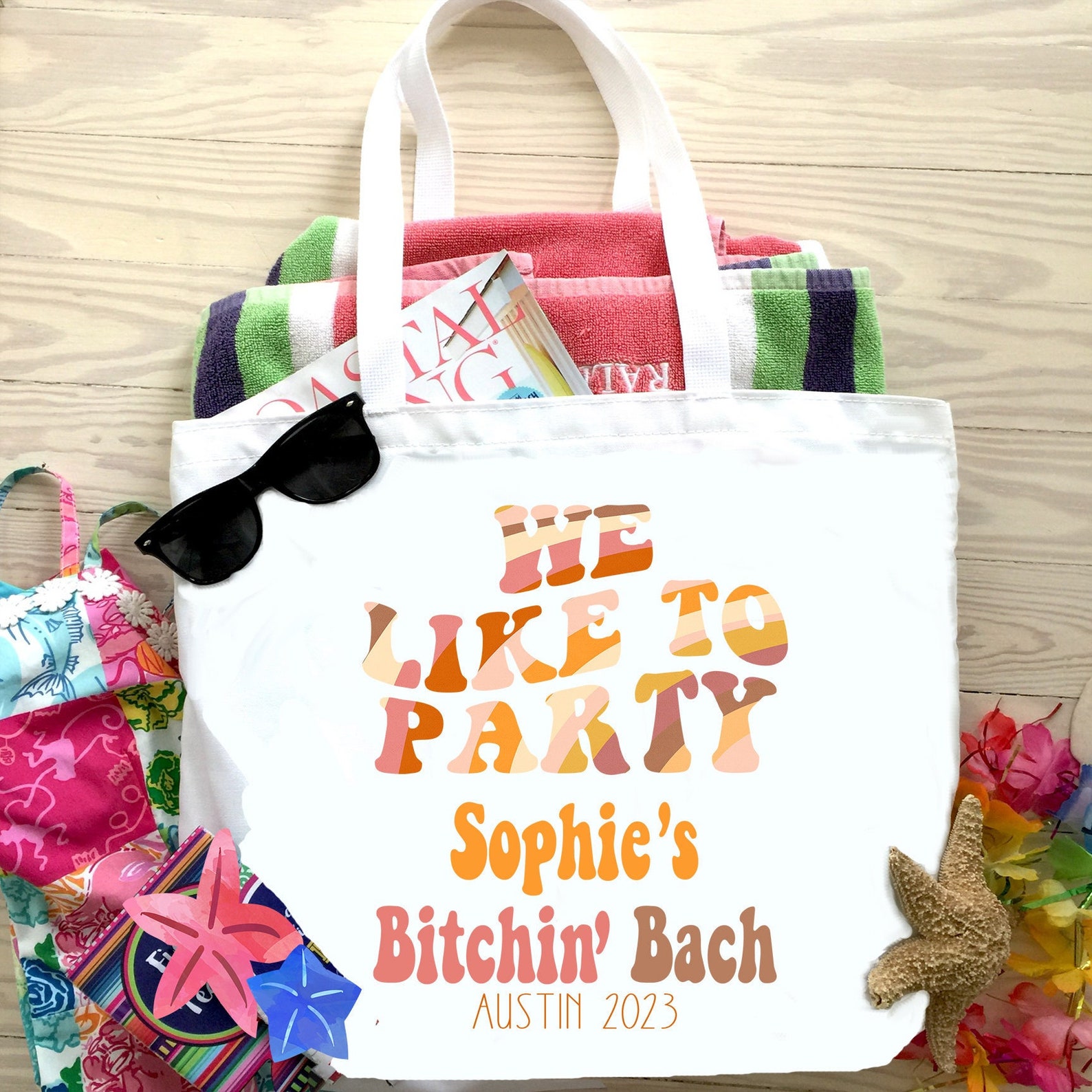 Retro Party Tote Bag. Custom 70's Theme Girls Weekend or - Etsy