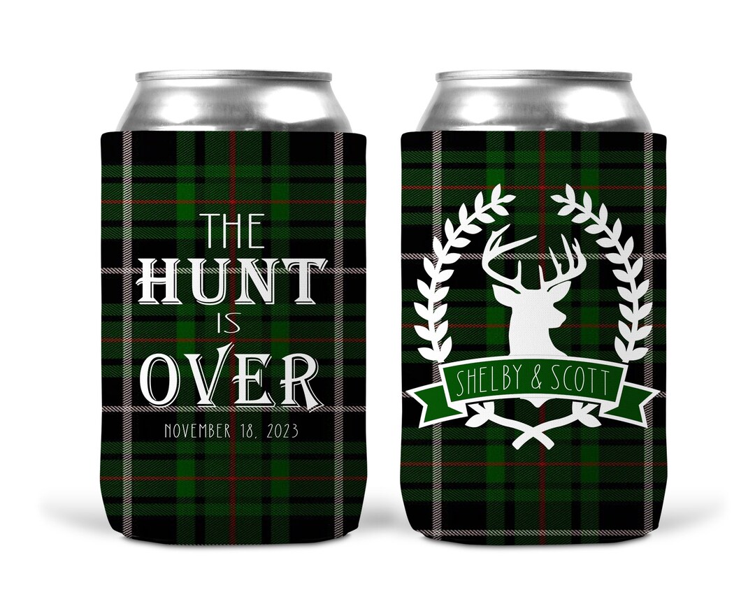 Plaid Party Huggers. Hunt is Over Party Favors. Personalized Birthday ...