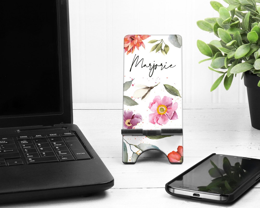 Floral Cell Phone Stand. Custom Phone Stand. Gift for Teacher. Co ...