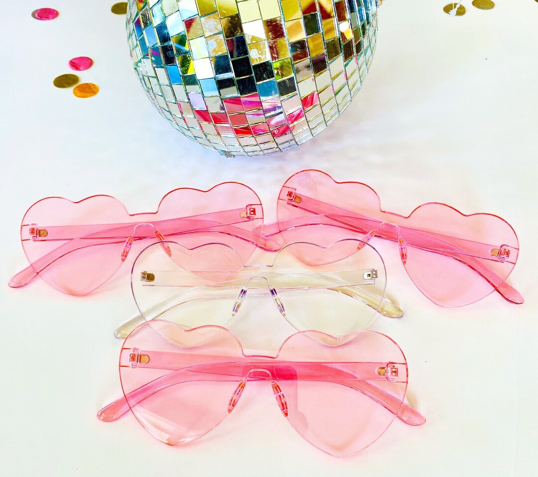 Rimless Heart Sunglasses Birthday Party Favors 90s Theme Bachelorette Party Sunglasses