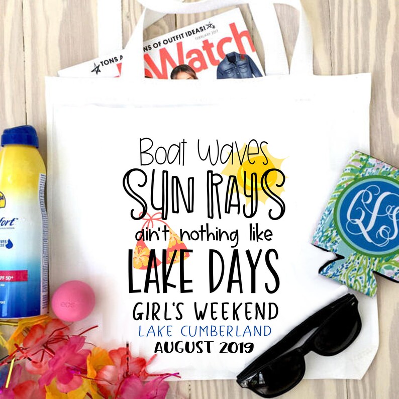 Lake Life Tote Bag. River Bachelorette or Girls Weekend Tote - Etsy