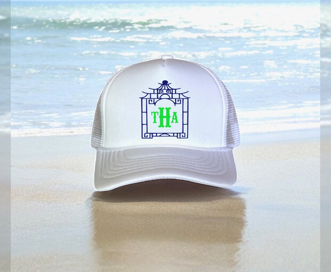 Coastal Trucker Hats | Preppy Bachelorette Party Favors \ Monogram ...