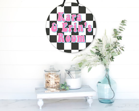 Checkerboard Personalized Room Sign. New Baby or Birthday - Etsy