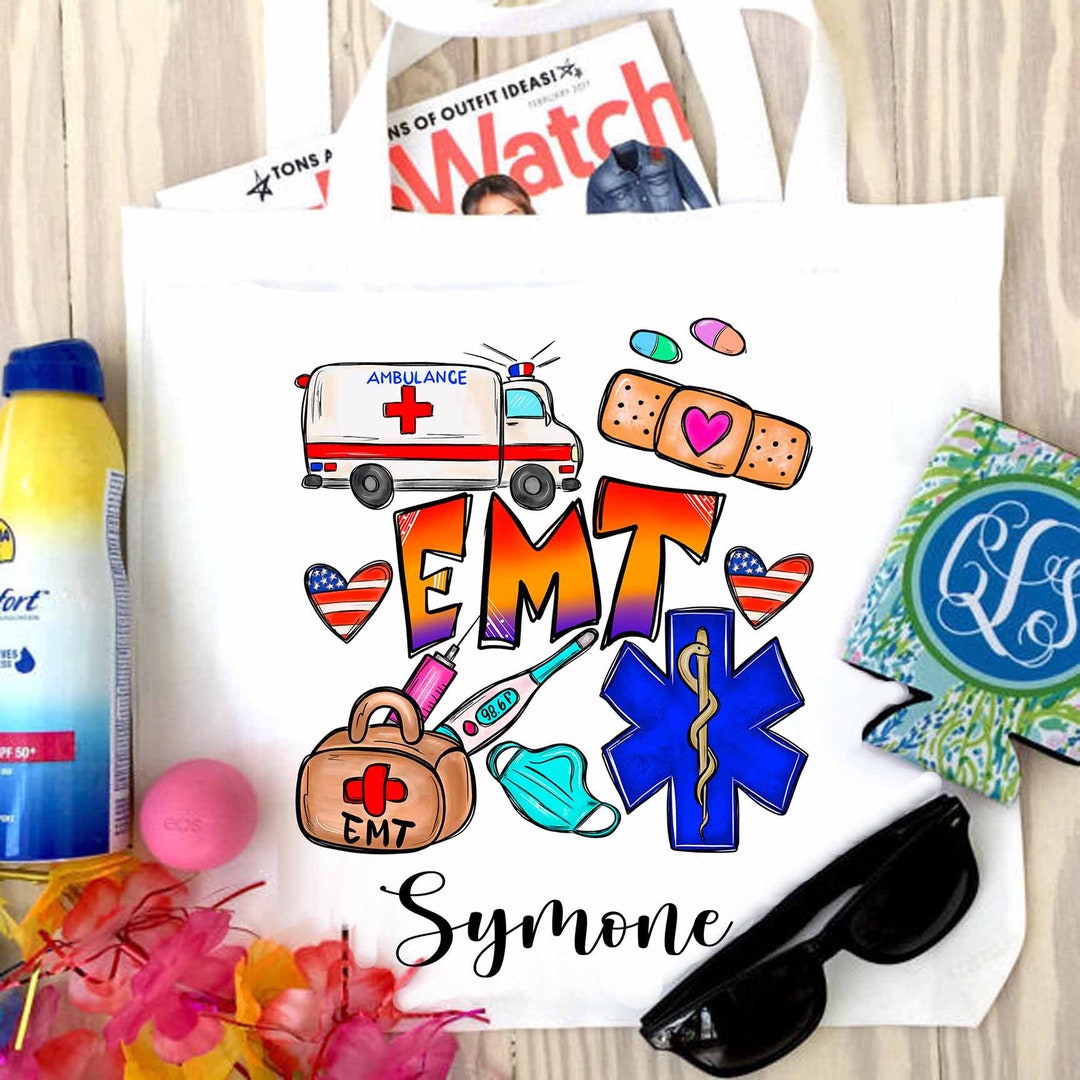 EMT Tote Bag. EMT Theme Tote Bag. Personalized EMT Bag. Great Emergency ...