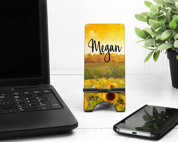 Sunflowers Cell Phone Stand. Personalized Sunflowers Theme | Etsy