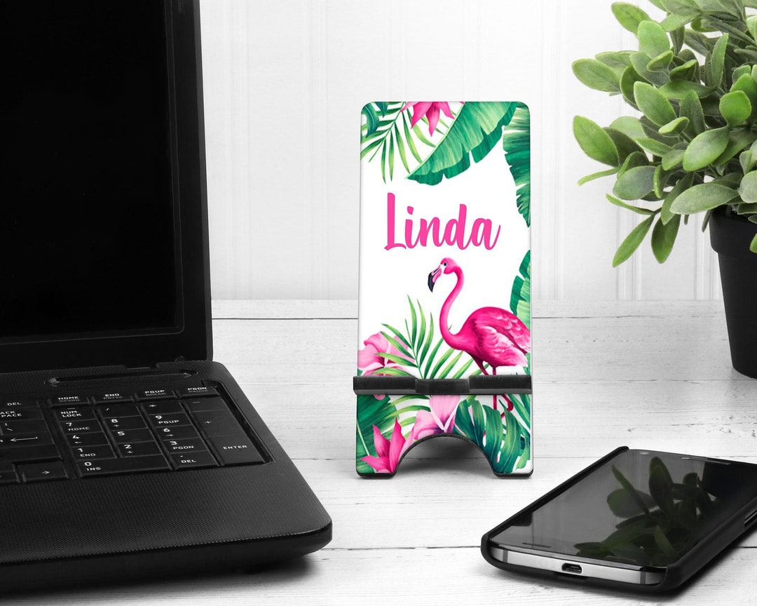 Flamingo Palms Phone Stand. Custom Cell Stand, Personalized Beach Gift ...