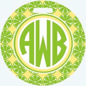 Lime Slices Monogrammed Bag Tags. Baby or Birthday Gift. Great on a ...