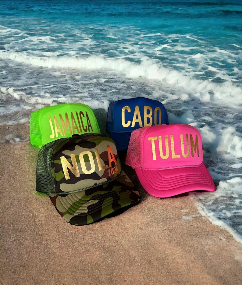 Large Letters Custom Trucker Hat | Beach Birthday Hat | Bachelorette ...