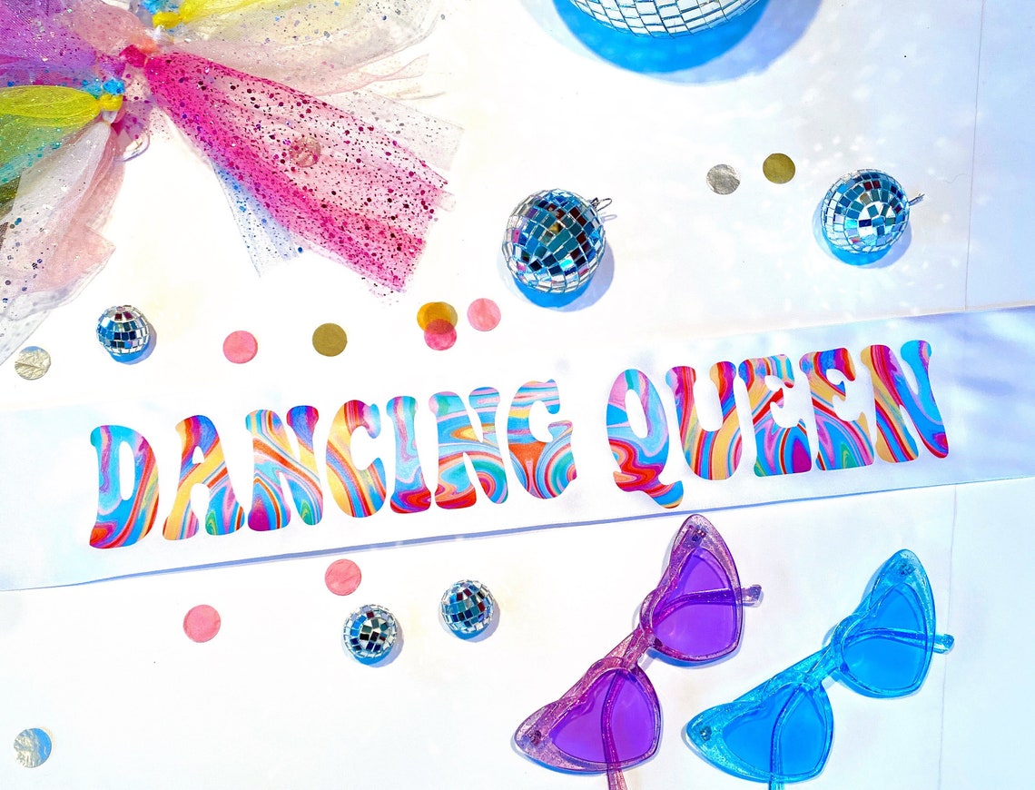 70s Party 4" Satin Sash. Baby Shower Dancing Queen Sash. Disco ...