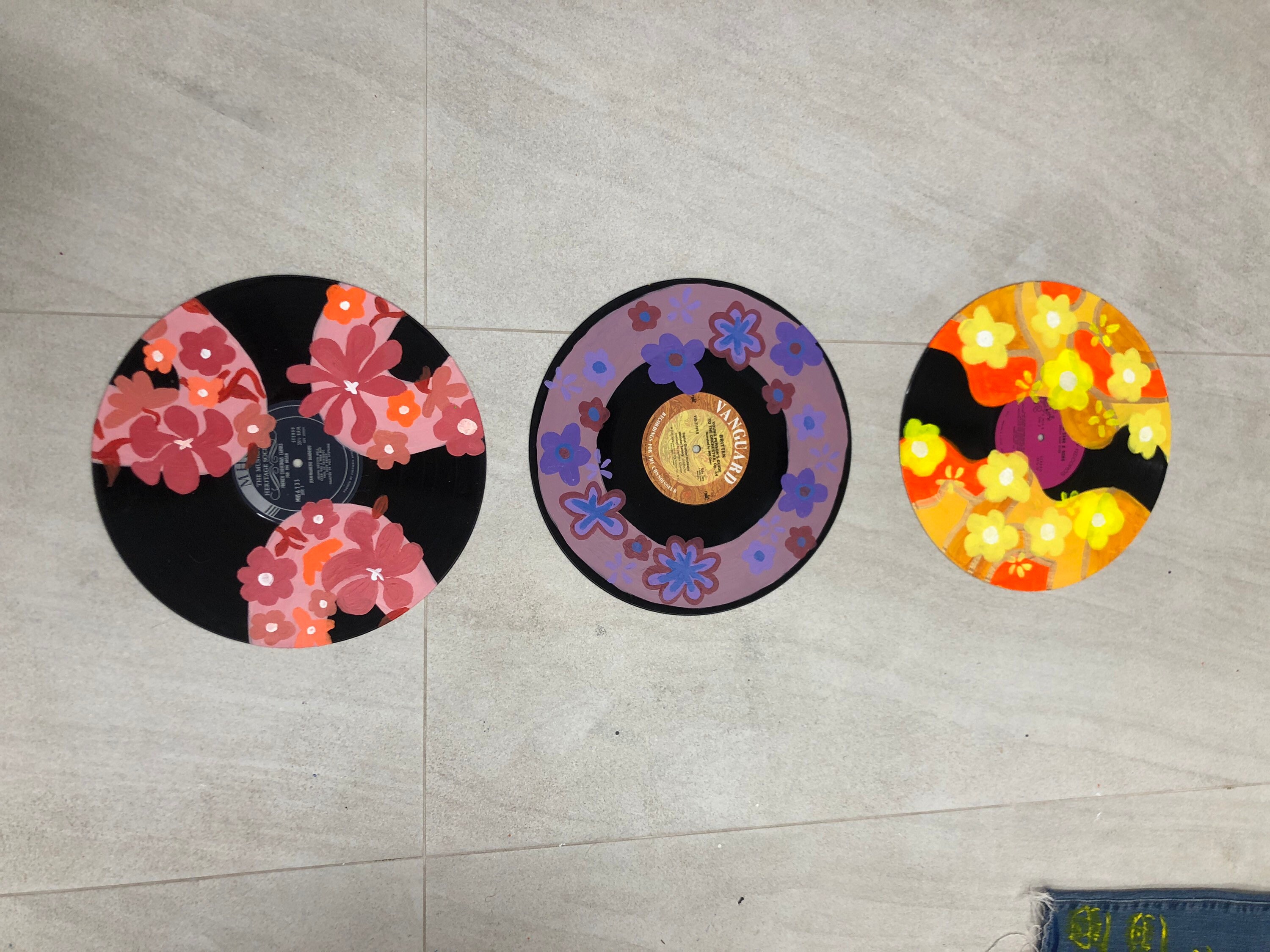 Floral Hand-painted Custom Records Acrylic on Vinyl 70s Inspired - Etsy
