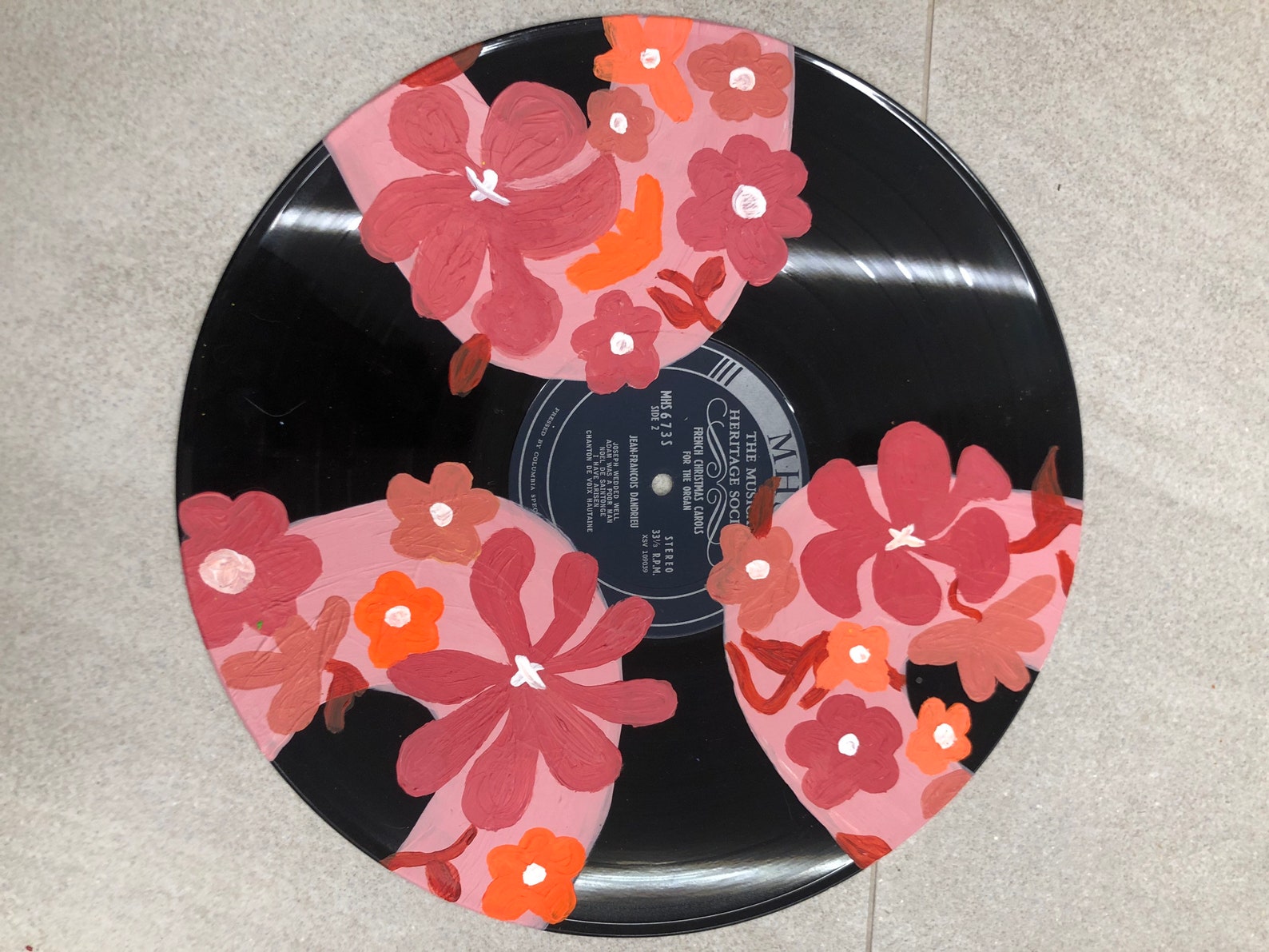 Floral Hand-painted Custom Records Acrylic on Vinyl 70s Inspired - Etsy