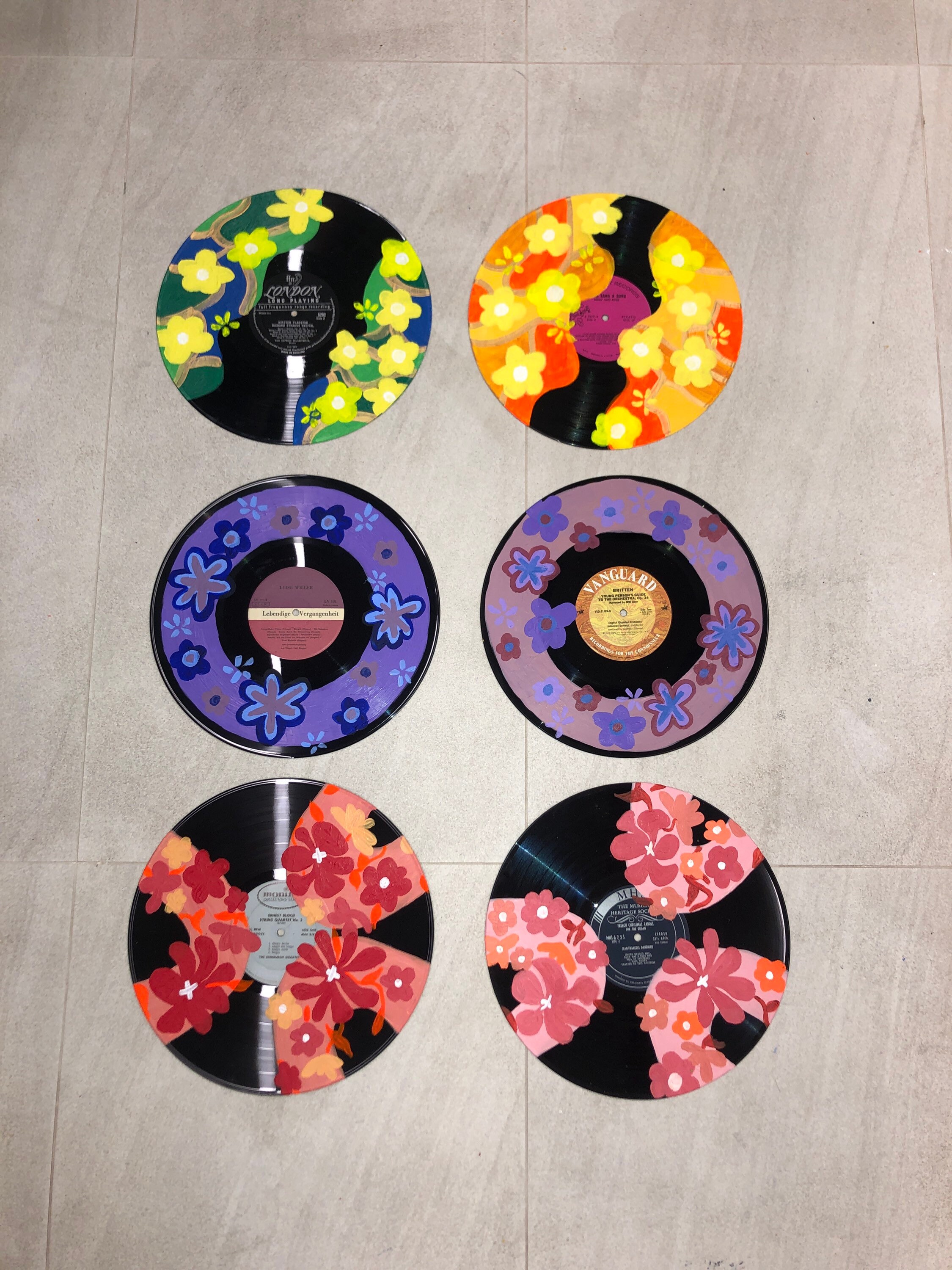 Floral Hand-painted Custom Records Acrylic on Vinyl 70s Inspired - Etsy