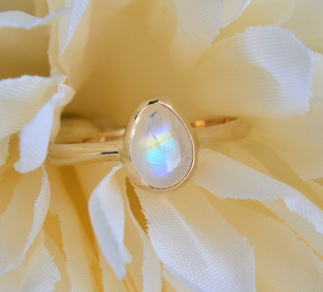 Moonstone Stackable Ring Rainbow Moonstone Ring Gold Moonstone Ring ...
