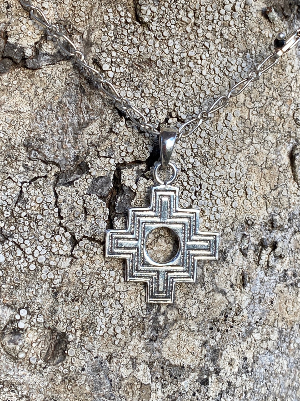 Silver CHAKANA Geometric Pendant, Peruvian Jewelry Sacred Geometry ...