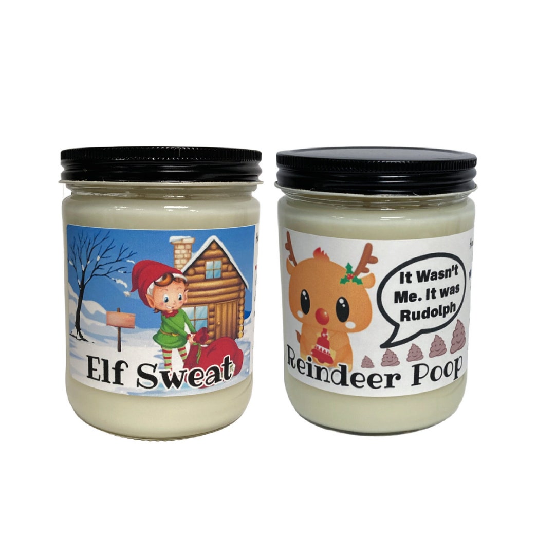 Elf Sweat and Reindeer Poop Set of Two 16oz Handmade Soy Wax Candles - Etsy
