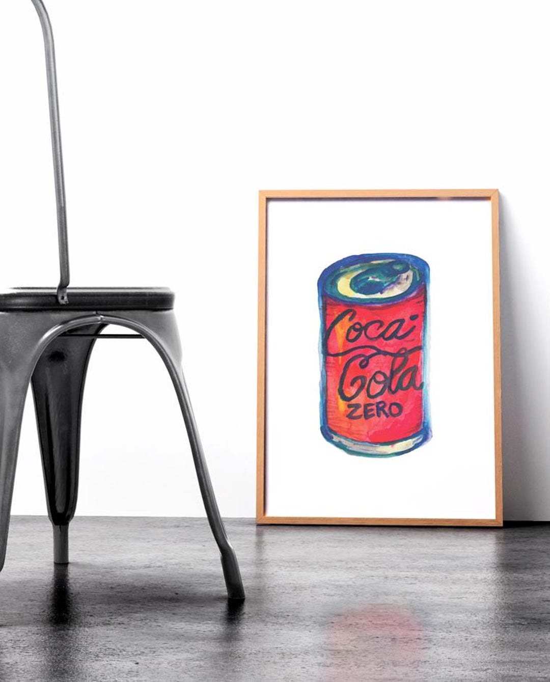 Watercolor Coke Zero Print – Modern Pop Art Kitchen Decor (digital ...