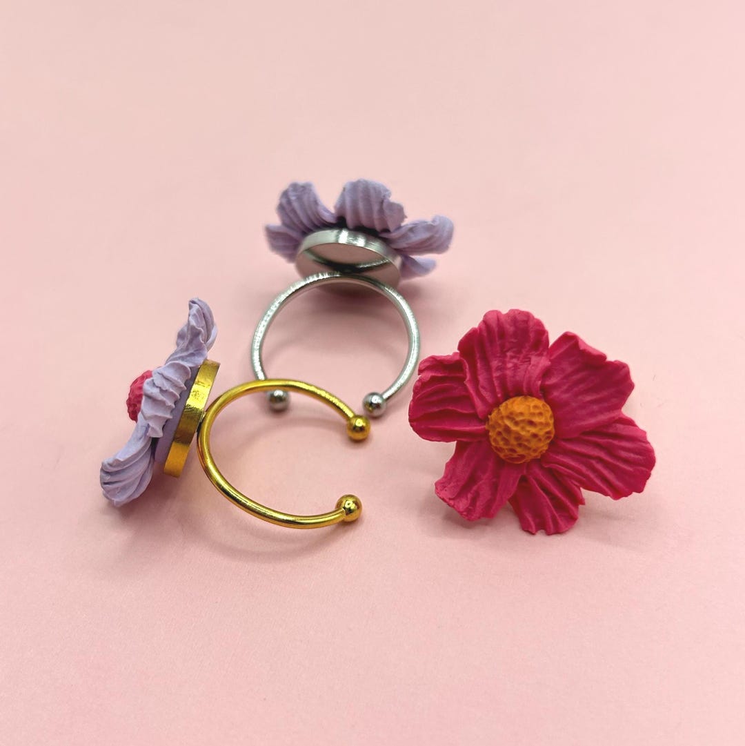 Floral Polymer Clay Ring | Sculpted Handmade Jewelry | Spring Summer ...