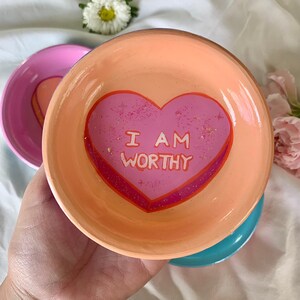 Positive Affirmation Candy Heart Jewelry Trinket Dish Handpainted ...