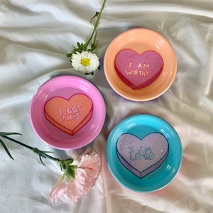 Positive Affirmation Candy Heart Jewelry Trinket Dish- Handpainted ...