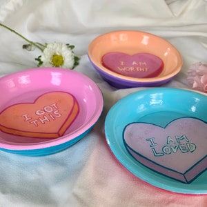 Positive Affirmation Candy Heart Jewelry Trinket Dish- Handpainted ...