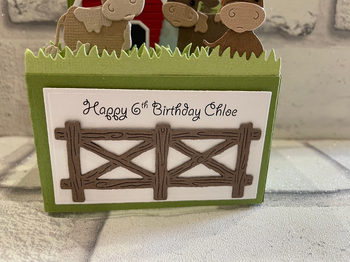 Farmyard Birthday Card, Personalised Birthday Card, 3D Birthday Card ...