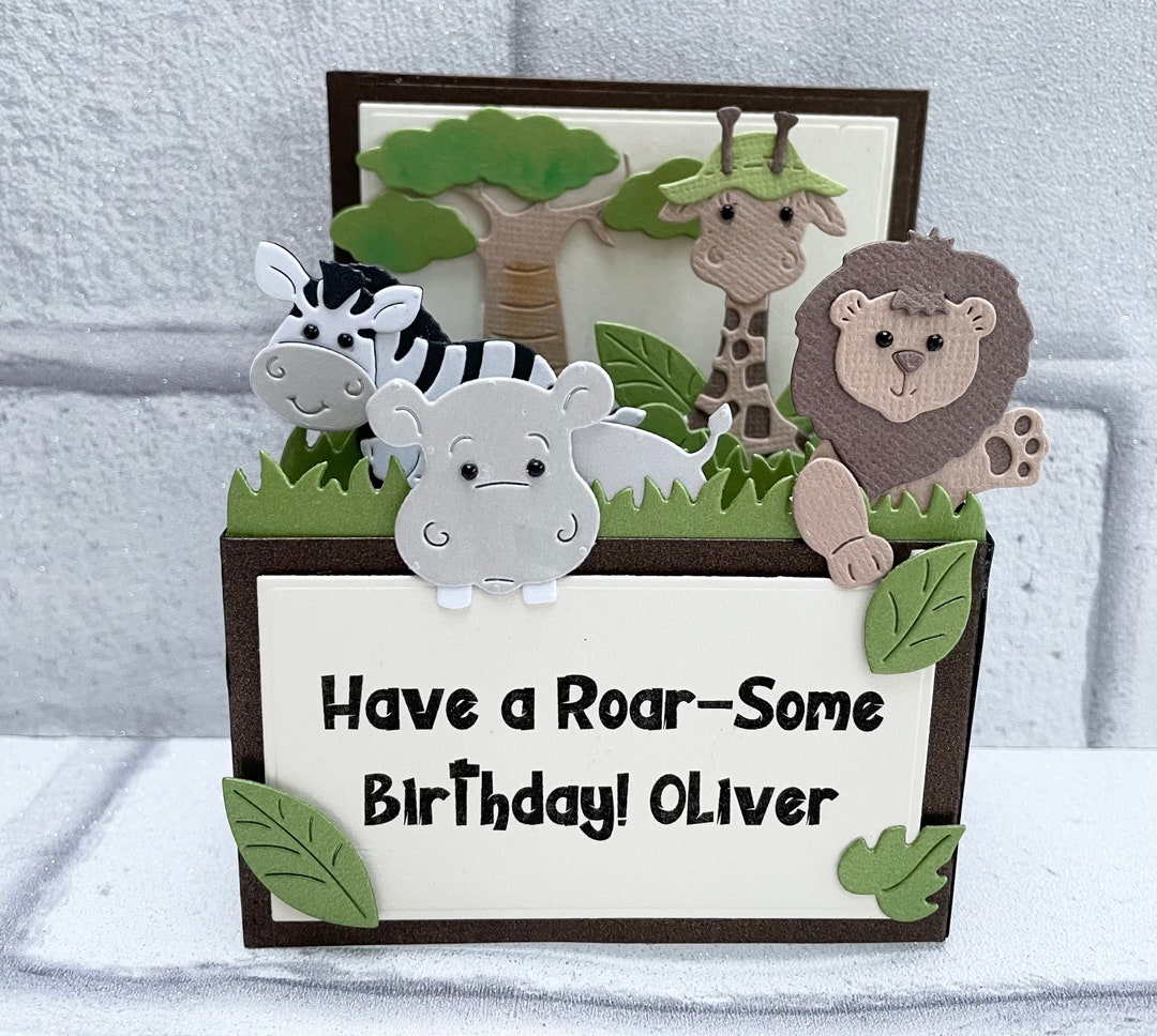 Jungle Birthday Card, Personalised Birthday Card, 3D Birthday Card ...