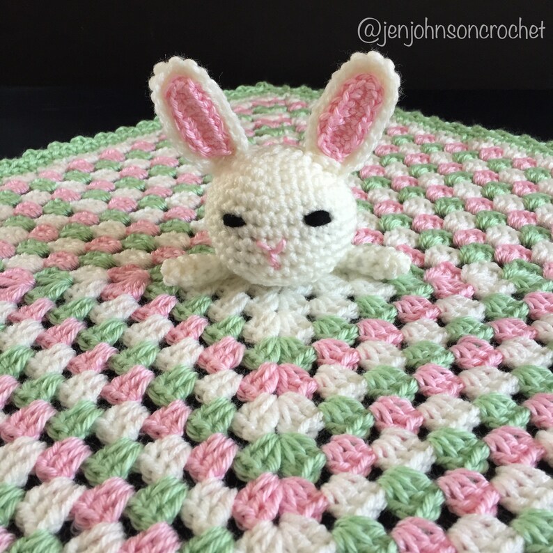 Crochet Baby Bunny Lovey Blanket Newborn Granny Square / - Etsy