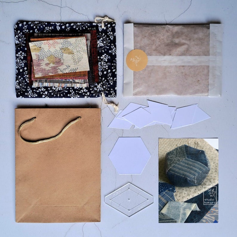 EPP Pin Cushion Kit in Vintage Japanese Fabrics Slow Stitching - Etsy UK
