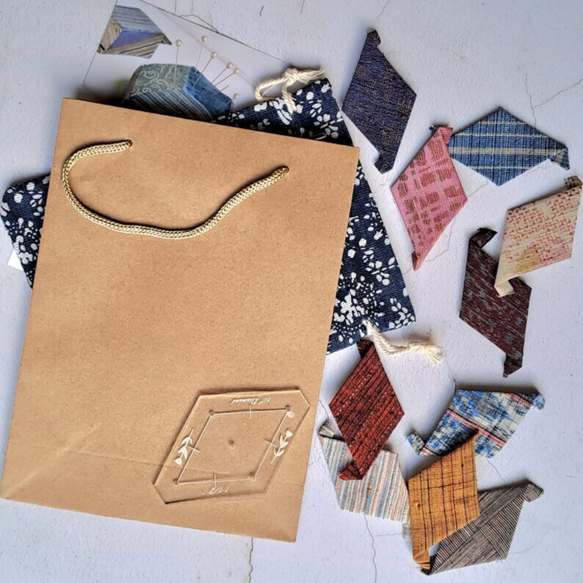 EPP Pin Cushion Kit in Vintage Japanese Fabrics Slow Stitching - Etsy UK