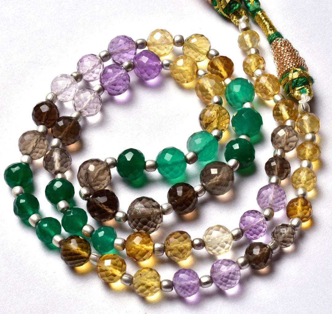 Natural 18 Inch Natural Super MULTI Gem Stone Micro Faceted Round Balls ...