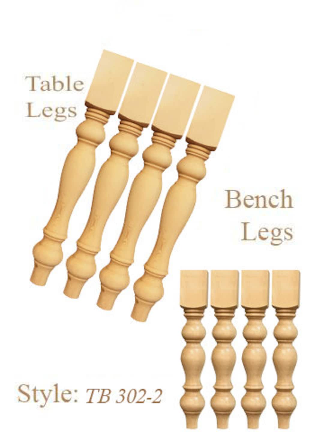 2 Sets of Hand Made Table Legs and Bench Legs Wooden Pine- Dining Room ...