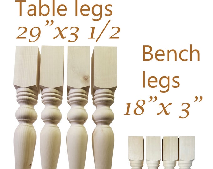 2 Sets of Hand Made Table Legs and Bench Legs Wooden Pine Dining Room ...