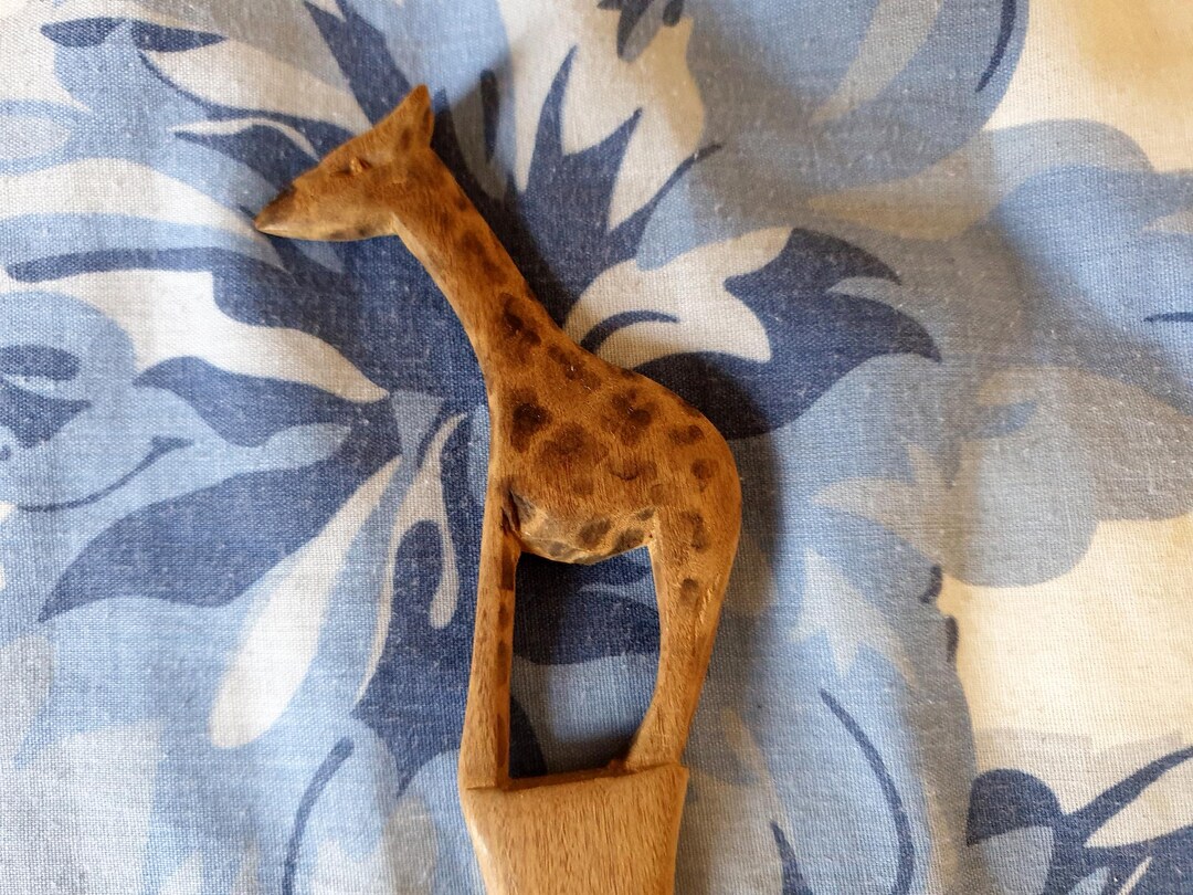 Giraffe Designed Hand Carving Wooden Salad Serving Spoon- African ...