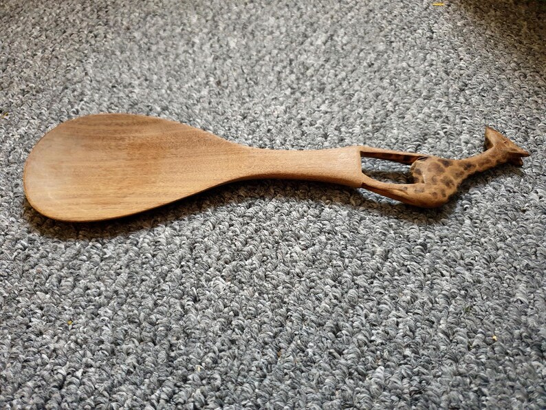 Giraffe Designed Hand Carving Wooden Salad Serving Spoon- African ...