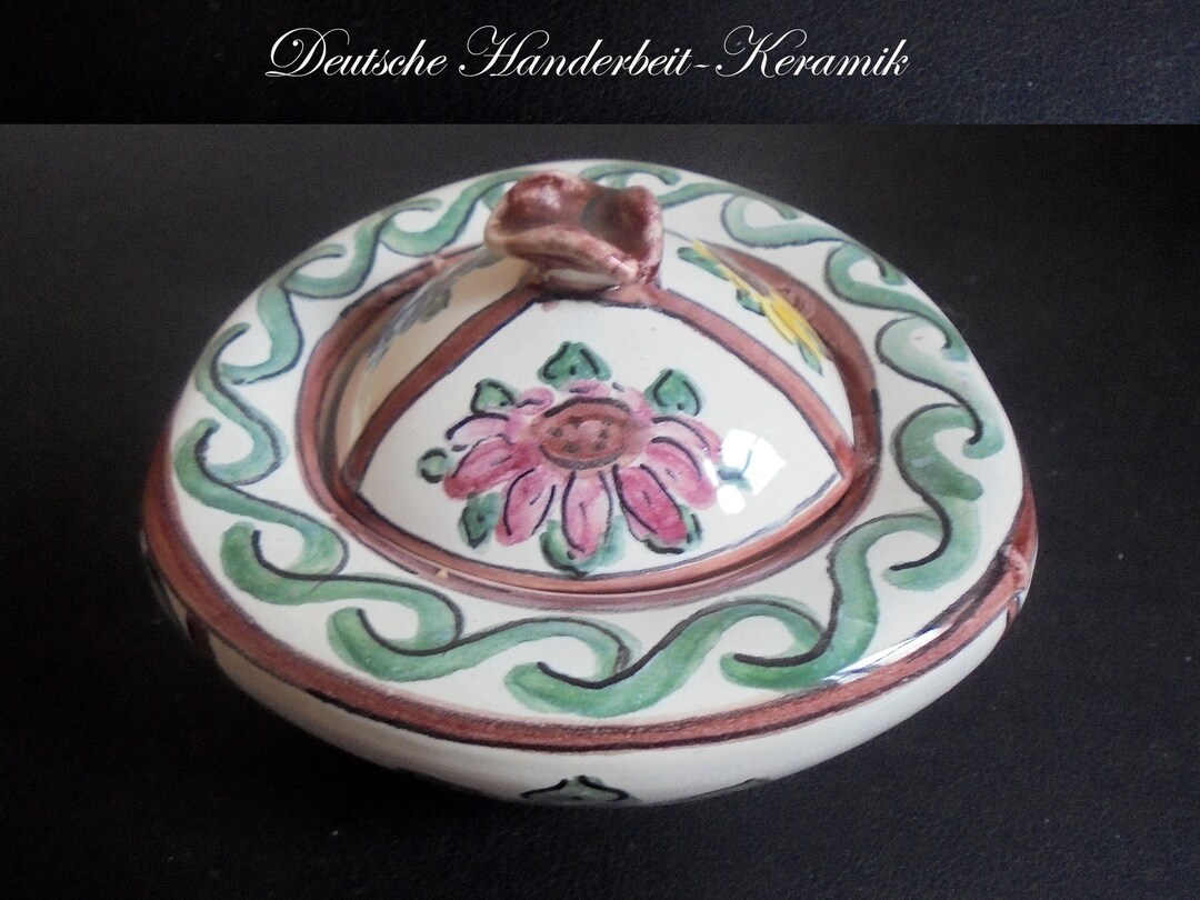 German Vintage: Handarbeit Pottery Stylish Lidded Ashtray With Hand ...