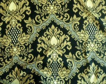 Gold damask fabric | Etsy