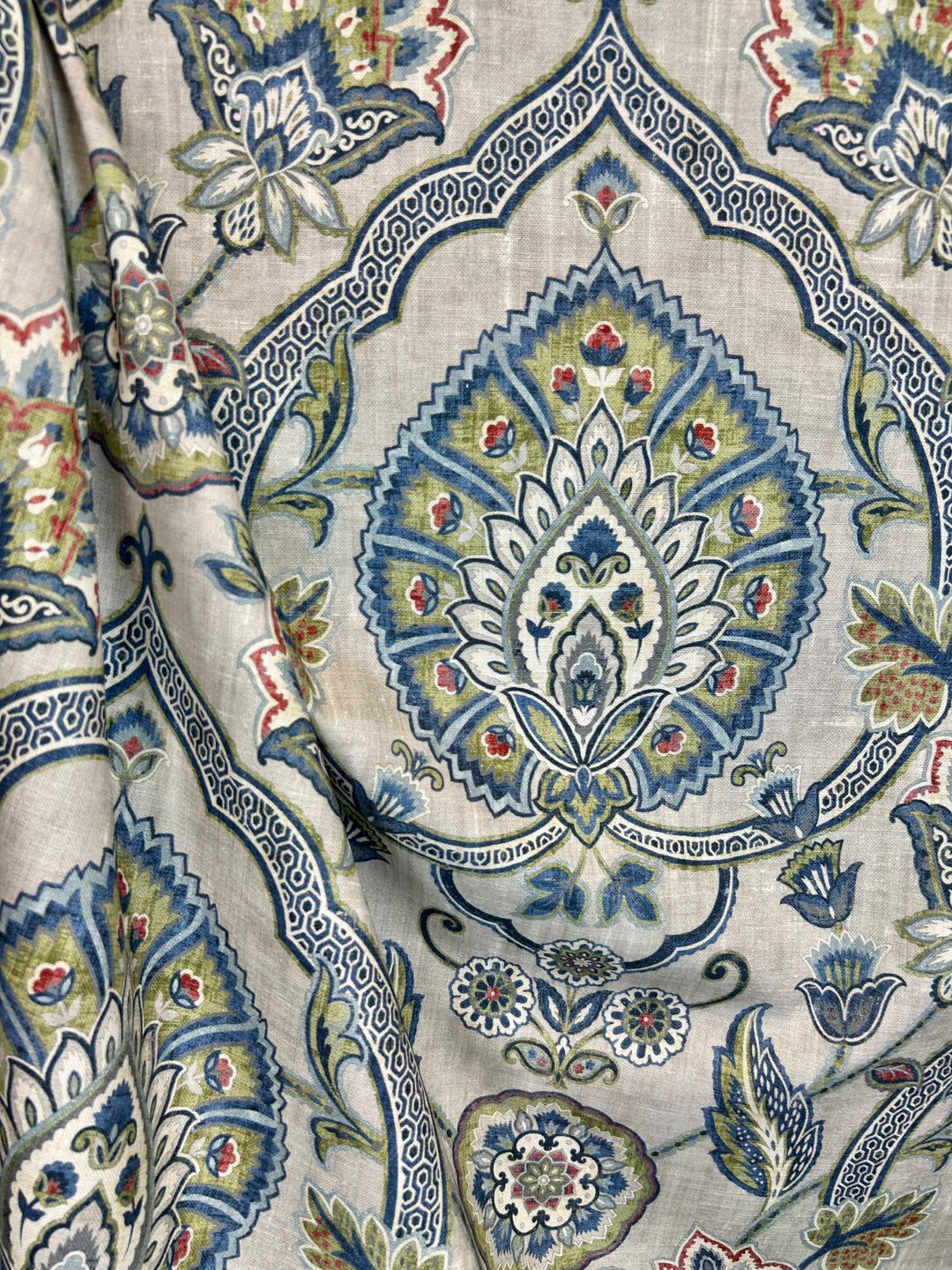 Carina Platinum Fabric - Multicolor Medallion Print - Medallion Fabric ...