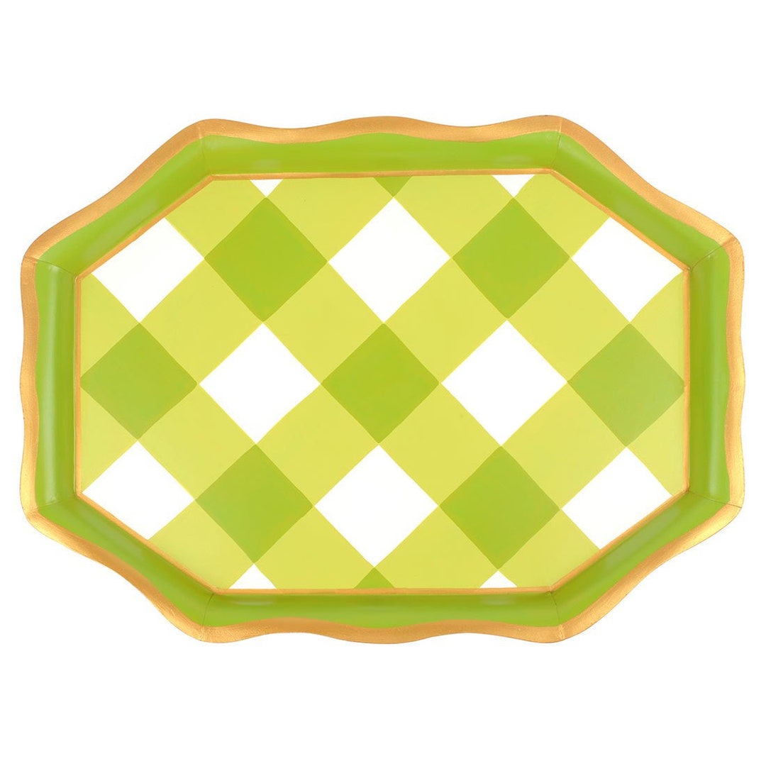 Light Green and White - Buffalo Check - Tea Tray - Large Serving Tray ...