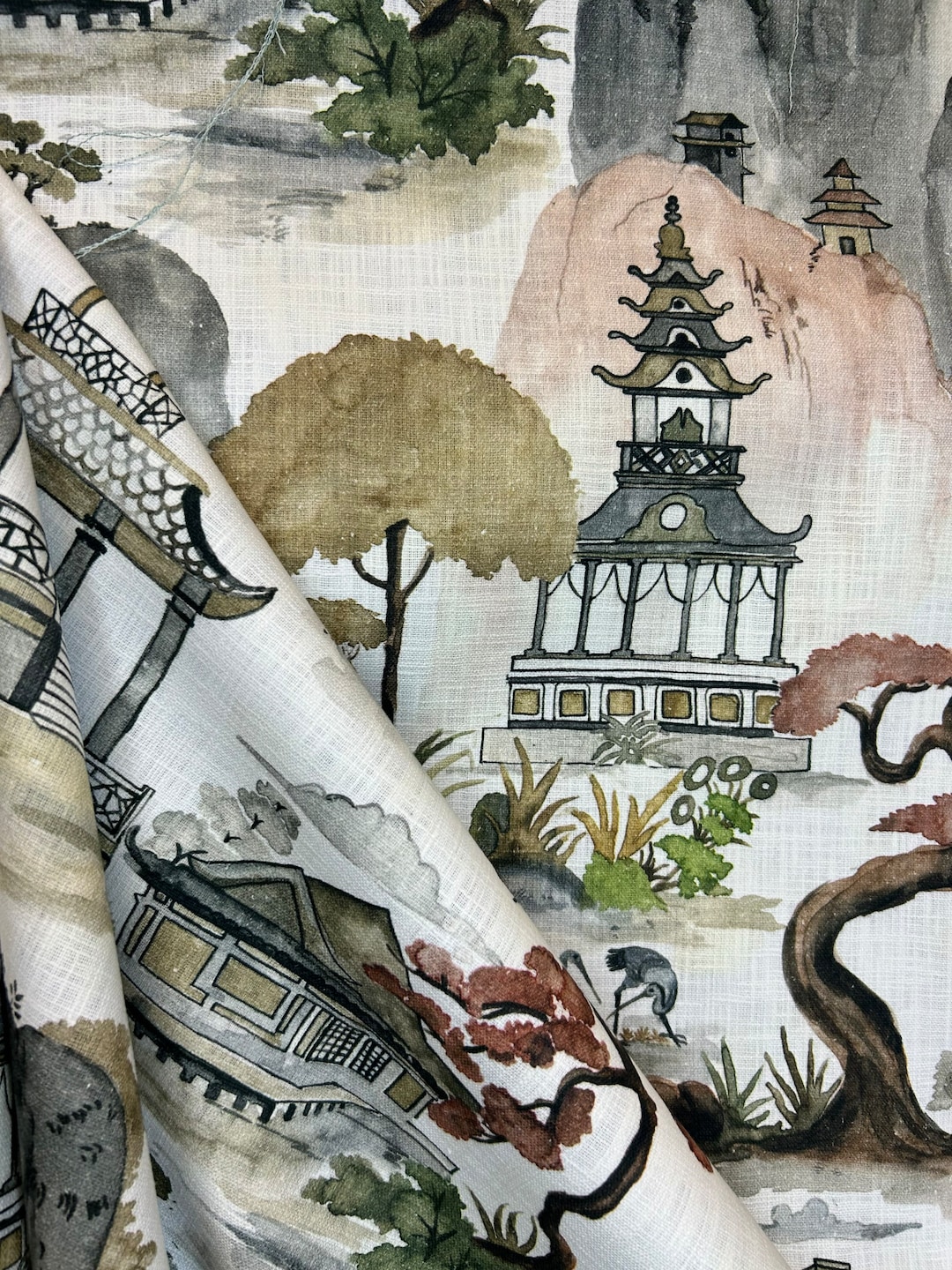 Nikko Antique Chinoiserie Fabric - Upholstery Fabric - Asian Inspired ...