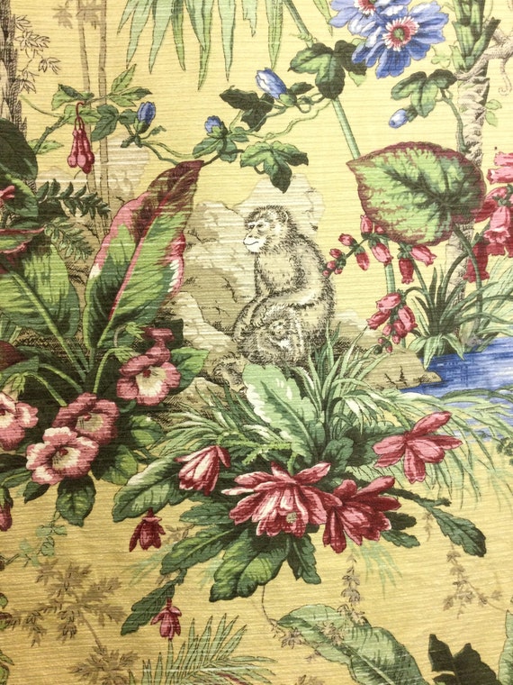Monkey Jungle Upholstery Fabric Home Decor Fabric Palm | Etsy
