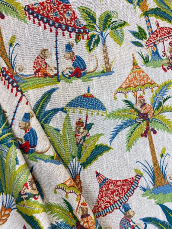 Exotic Monkey Linen Animal Novelty Palm Trees Monkeys - Etsy