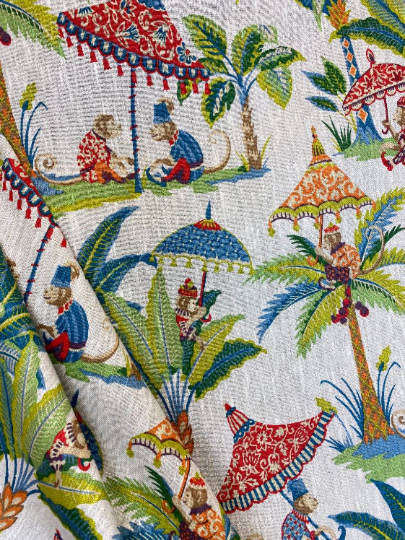 Exotic Monkey Linen Animal Novelty Palm Trees Monkeys - Etsy