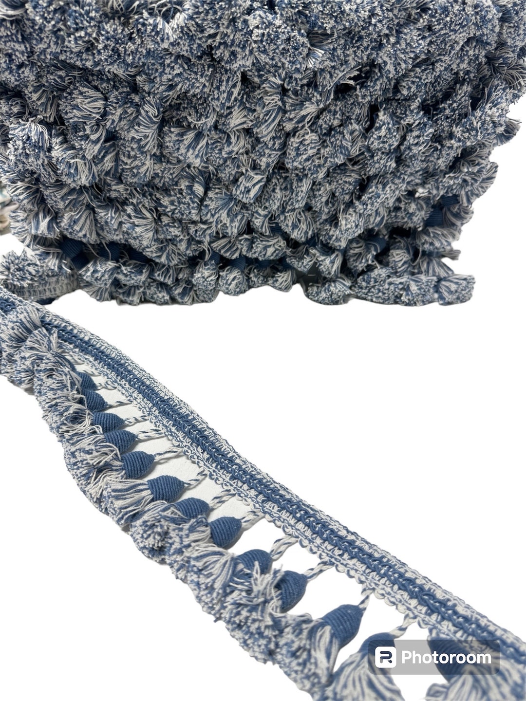 Indigo & White Tassel Trim - Upholstery Trim by the Yard - Custom Cut ...