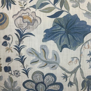 Utopia Blue - Floral - Shades of Blue - Large Floral - Drapery Fabric ...