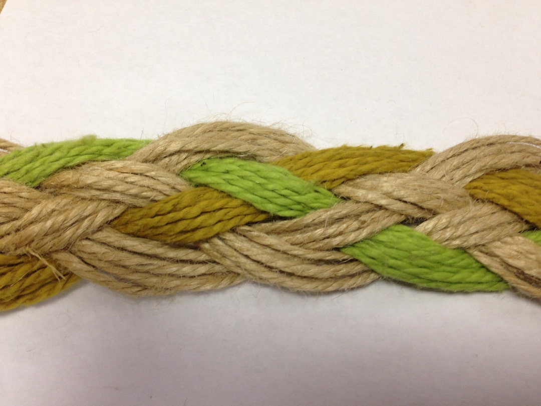 Unique Jute Natural and Green Braided Flat Braid - Drapery Trim ...