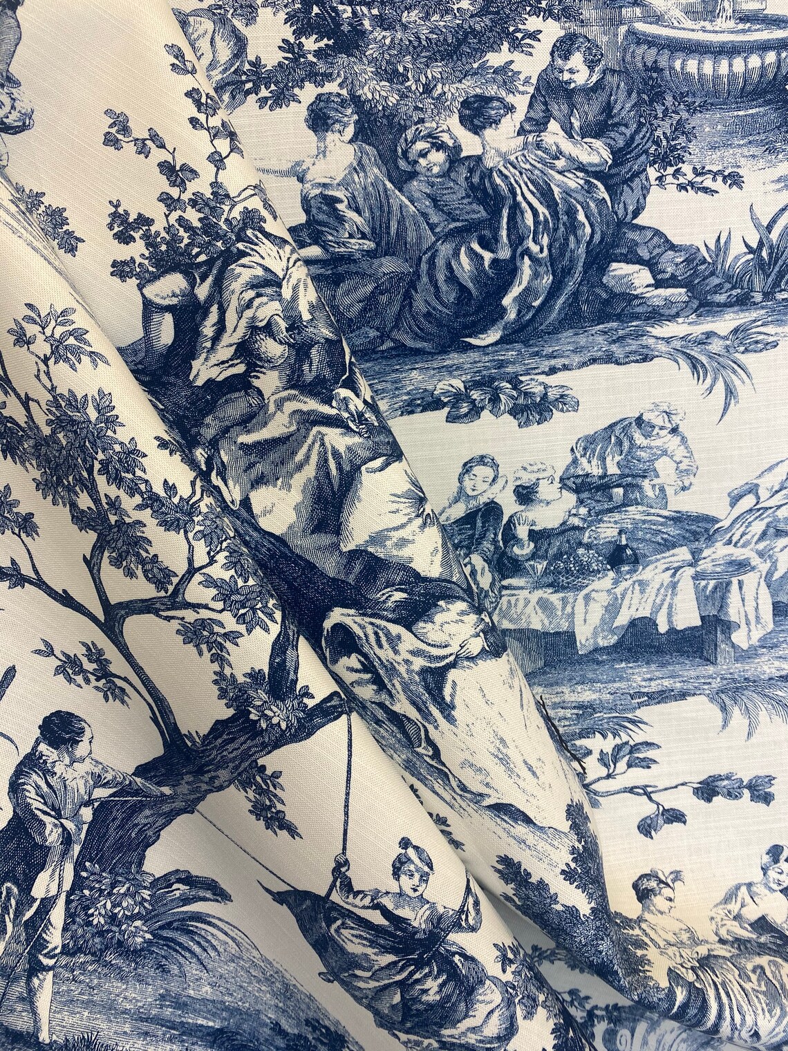 Idyllic Days Blue and White Toile Vintage Fabric Classic - Etsy