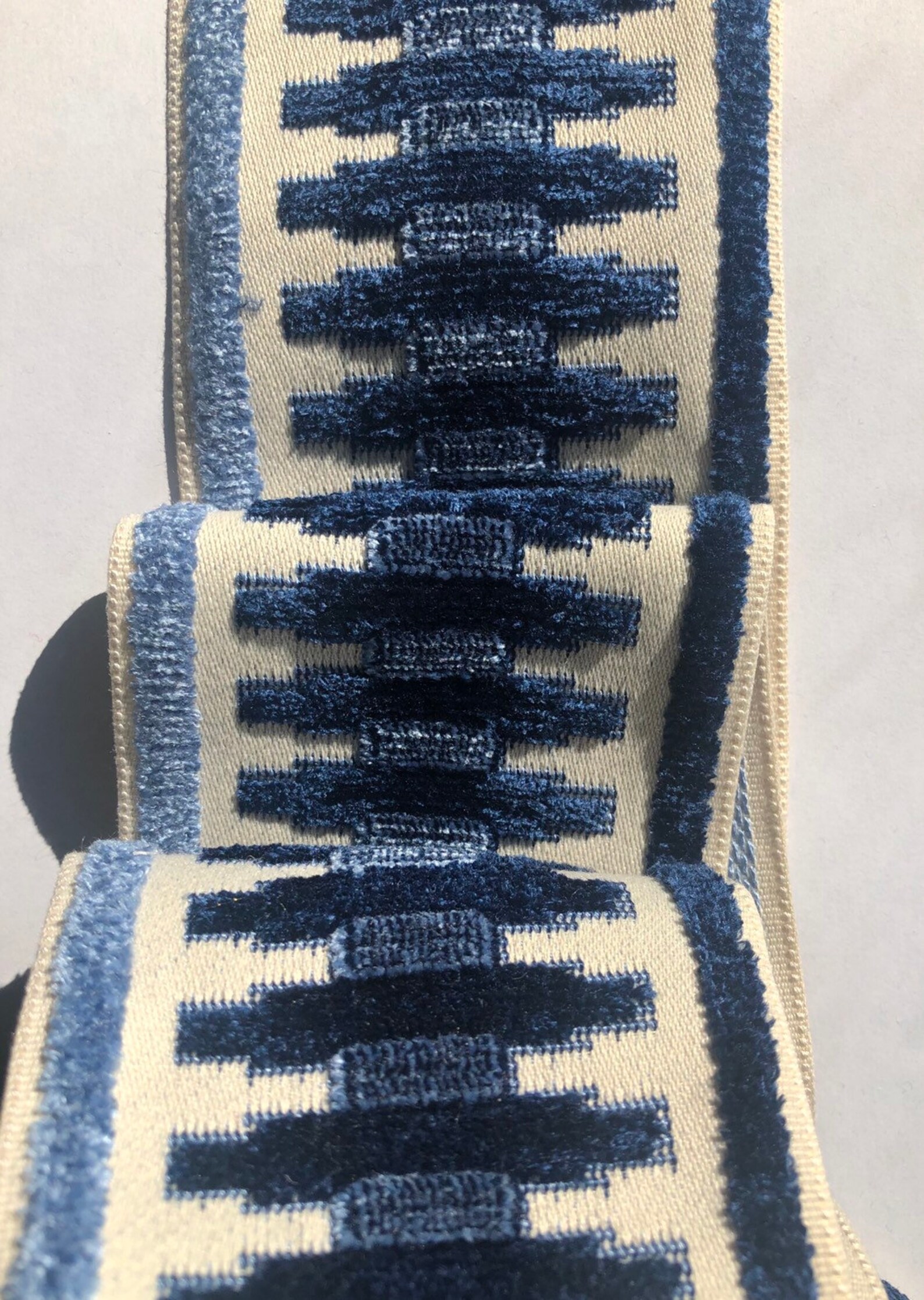 Navy Velvet Tape Trim Navy off White and Blue Wide Tape - Etsy