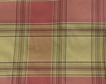 Coral Plaid Fabric | Etsy