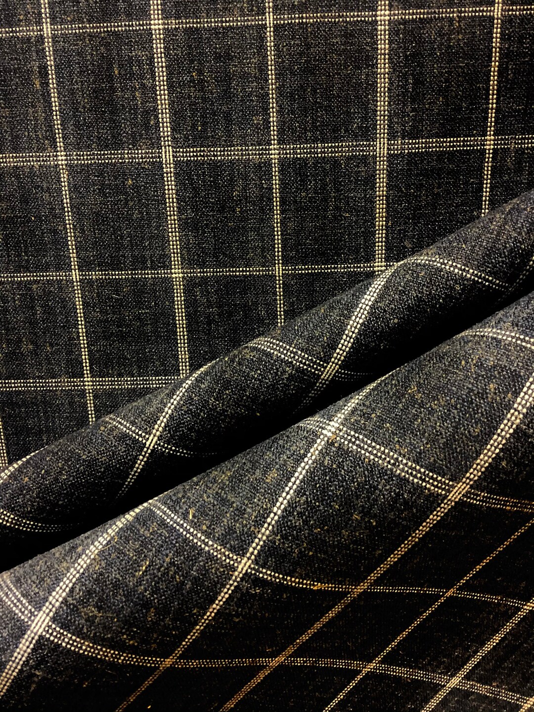 Check the Box Indigo Upholstery Fabric - Etsy