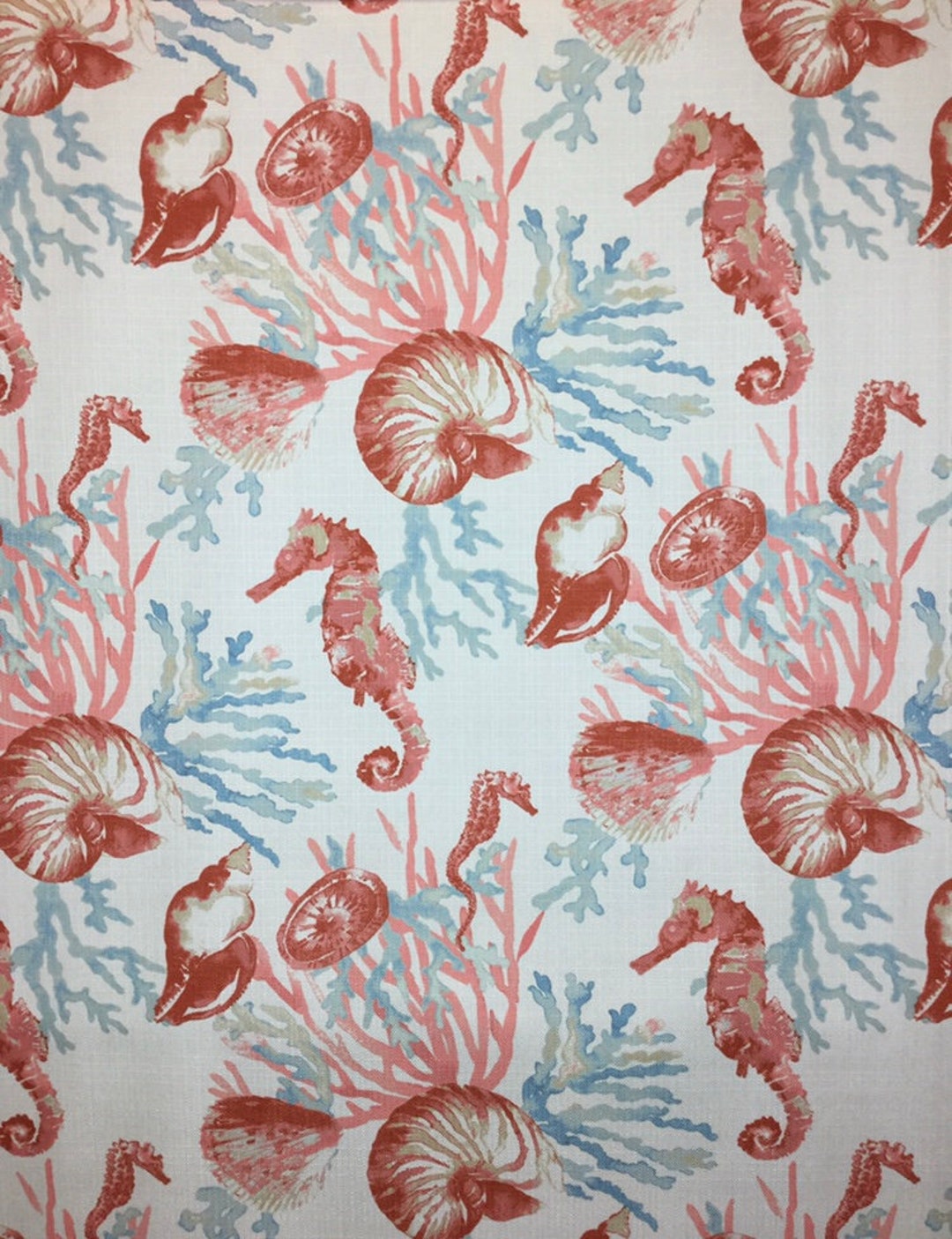 La Concha Regal Coral Fabric by the Yard Coastal - Etsy